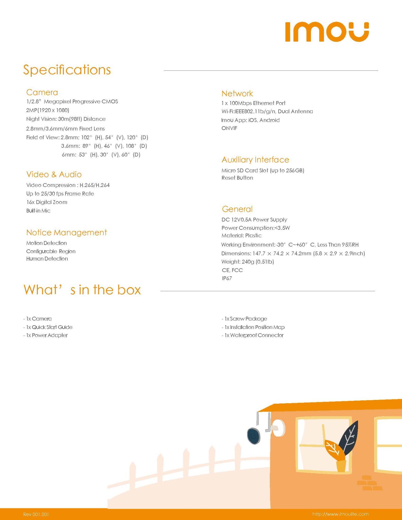 IMOU - IPC-F22P Bullet 2C - CCTV System